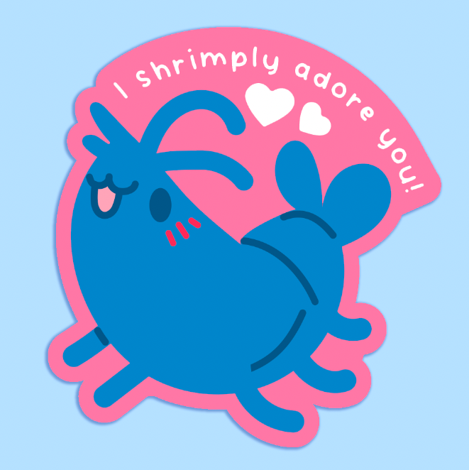 Shrimply Adore You Sticker – Fiveboos
